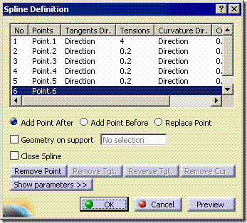 CATIA Surface Design: Adding or Removing Points on Existing Splines